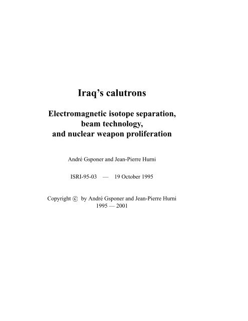 Iraq's calutrons - The Nuclear Weapon Archive