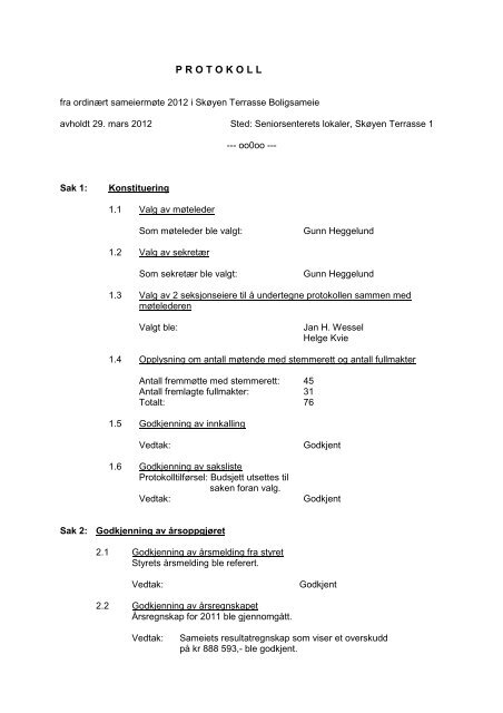 Protokoll fra årsmøtet 2012