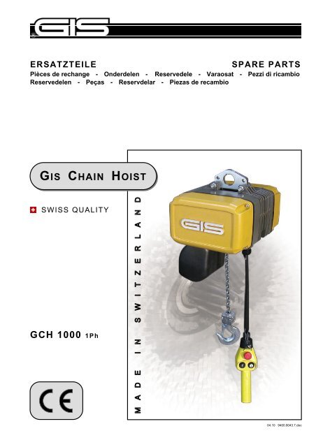 GCH 1000 1Ph GIS CHAIN HOIST - Gis AG