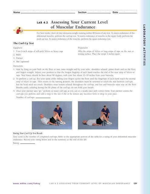 LAB 4.2 Assessing Your Current Level of Muscular Endurance