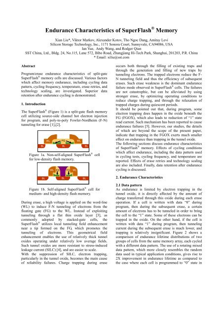 Endurance of SuperFlash - Silicon Storage Technology, Inc.