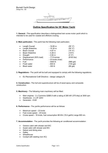 Outline Specification - Burnett Yacht Design