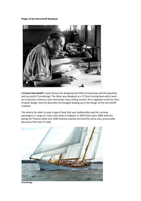 Origin of the Herreshoff Rowboat. L.Francis ... - gaco oarlocks