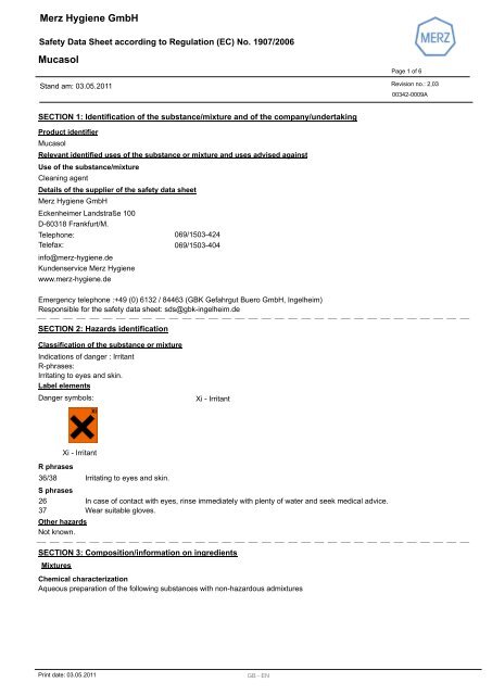 Mucasol Merz Hygiene GmbH - Brand