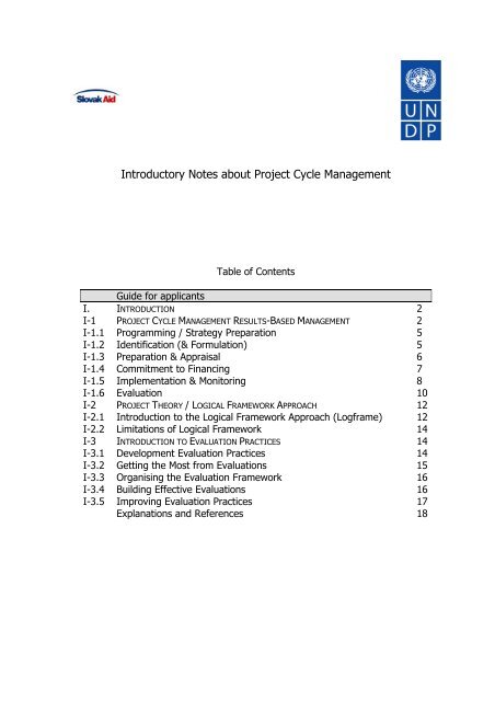 Introductory Notes about Project Cycle Management - UNDP in