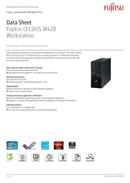 Data Sheet Fujitsu CELSIUS W420 Workstation