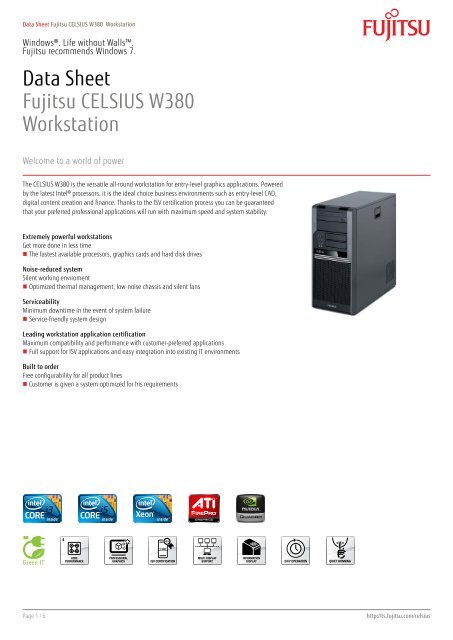 Data Sheet Fujitsu CELSIUS W380 Workstation