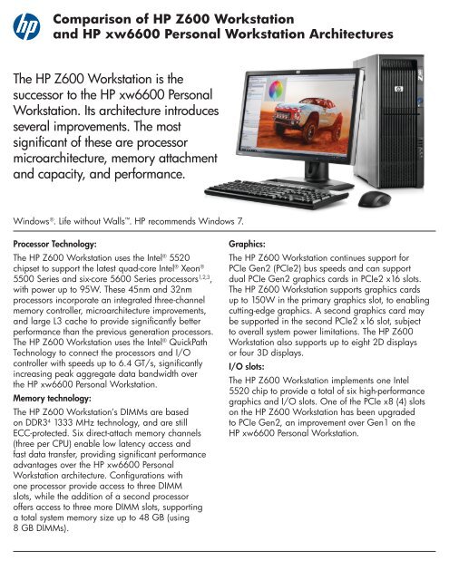 The HP Z600 Workstation is the successor to the HP xw6600 ...