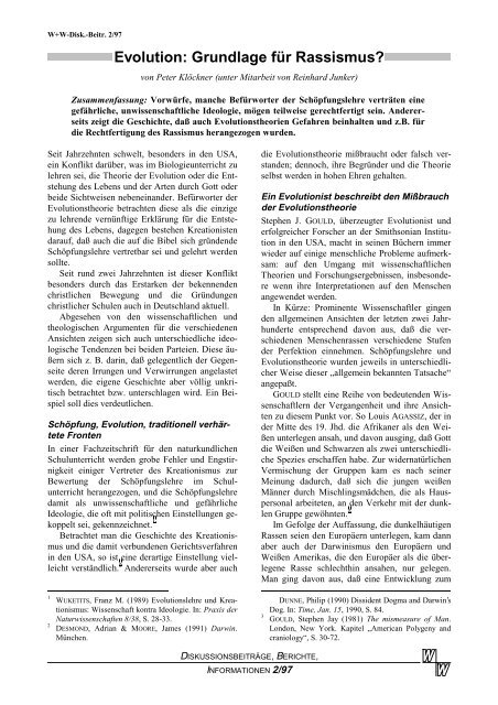 Evolution: Grundlage für Rassismus - Wort und Wissen