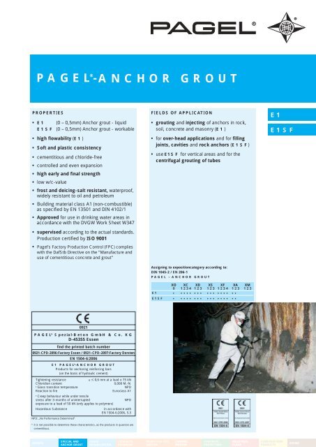PAGEL®-ANCHOR GROUT - Pagel Spezial-Beton GmbH & Co. KG
