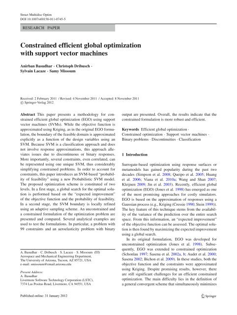Constrained Efficient Global Optimization With Support Vector Machines