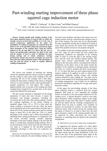 part-winding starting of the three-phase induction motor