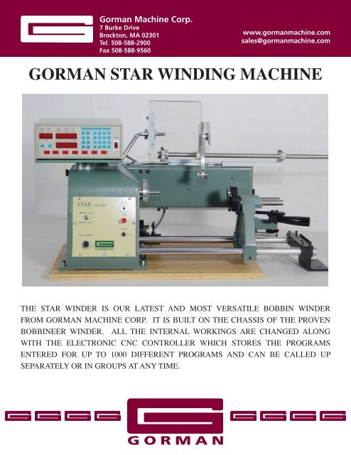 GORMAN STAR WINDING MACHINE - Gorman Machine Corp.