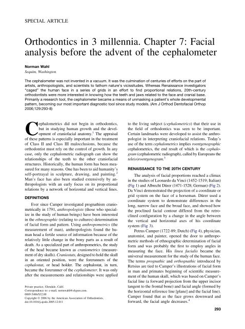 Orthodontics in 3 millennia. Chapter 7: Facial analysis before the ...