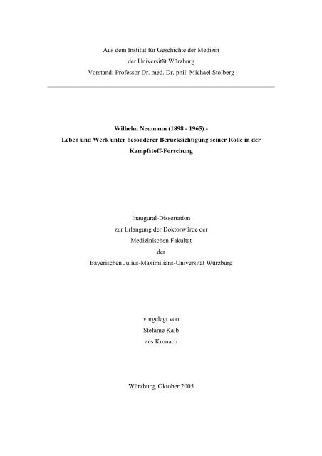 Wilhelm Neumann (1898-1965)-Leben und Werk unter besonderer ...