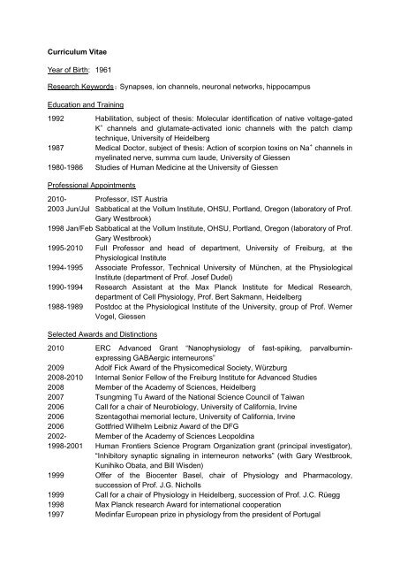 Curriculum Vitae Year of Birth: 1961 Research ... - IST Austria