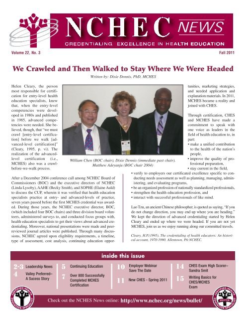 NCHEC Welcomes New CHES - The National Commission For ...