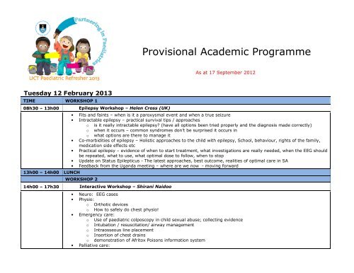 UCT Paediatric Provi.. - Department of Paediatrics and Child Health