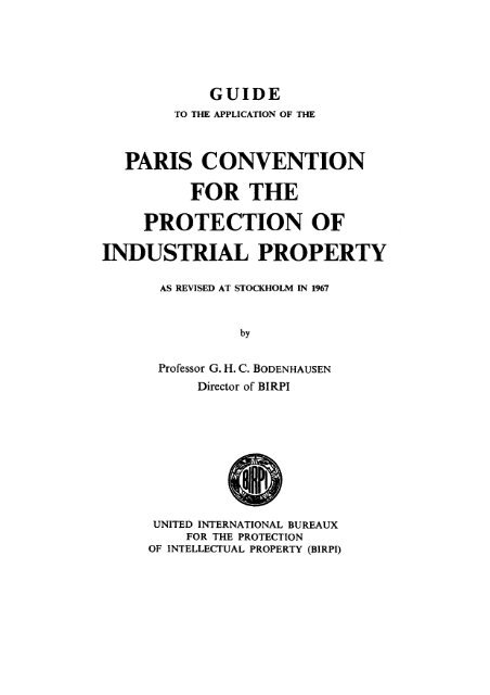 PARIS CONVENTION FOR THE PROTECTION OF INDUSTRIAL PROPERTY