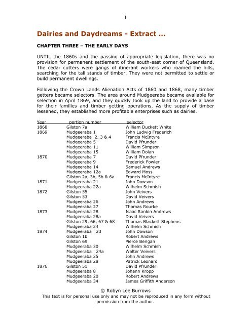 Dairies and Daydreams - Extract … - Robyn Lee Burrows