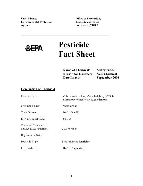US EPA - Pesticides - Fact Sheet for Metrafenone