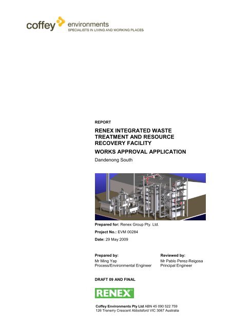 Renex works approval application - EPA Victoria