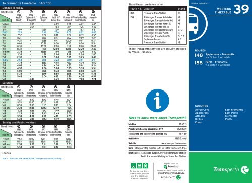 To Fremantle timetable 148, 158 - Transperth