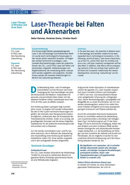 Laser-Therapie bei Falten und Aknenarben - Laserklinik Karlsruhe