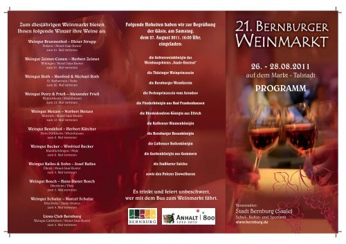 Programm Weinfest 2011 - Bernburg