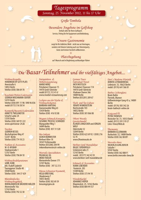 Tagesprogramm - Berliner Golf Club Gatow eV