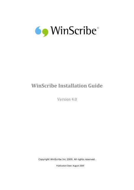 WinScribe Installation Guide 4.0 - Pathology
