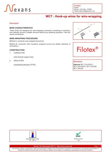 WCT - Hook-up wires for wire-wrapping - Nexans