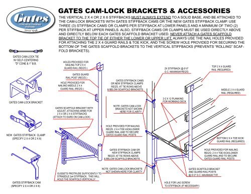 GATES CAM-LOCK BRACKETS & ACCESSORIES - Gates & Sons Inc.