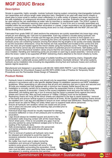 Technical File Section 3: Hydraulic Bracing Systems - MGF Trench ...