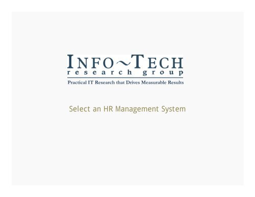 Info-Tech Select an HR Management System (HRM - Lawson Software