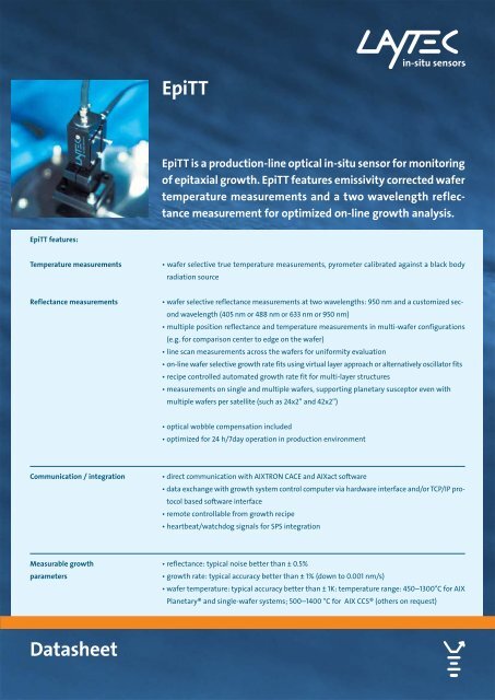 EpiTT Datasheet - Laytec