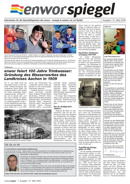 enwor feiert 100 Jahre Trinkwasser: Gründung des Wasserwerkes ...