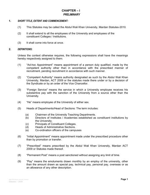 CHAPTER – I PRELIMINARY - AWKUM