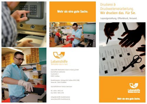 Druckerei Flyer - Lebenshilfe Werkstätten Hand in Hand Druckerei Flyer - Lebenshilfe Werkstätten Hand in Hand