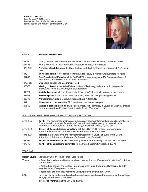 Peter von MEISS - School of Engineering, University of Cyprus