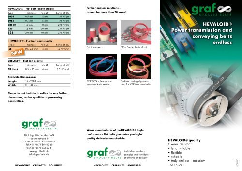 HEVALOID® Power transmission and conveying belts endless