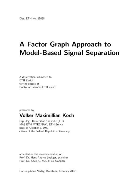 A Factor Graph Approach to Model-Based Signal ... - Volker M. Koch