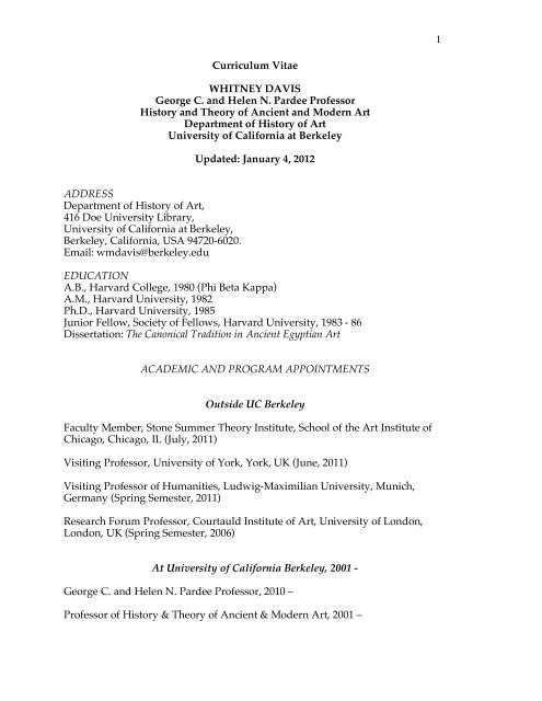 whitney davis - The History of Art Department - University of ...