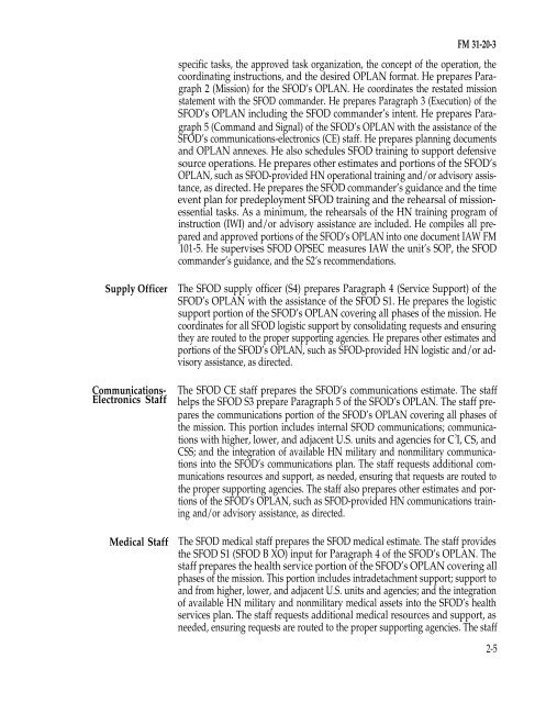 FM 31-20-3 specific tasks