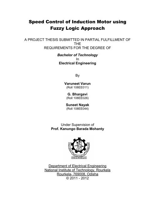 Speed Control Of Induction Motor Using Fuzzy Logic Ethesis 0832