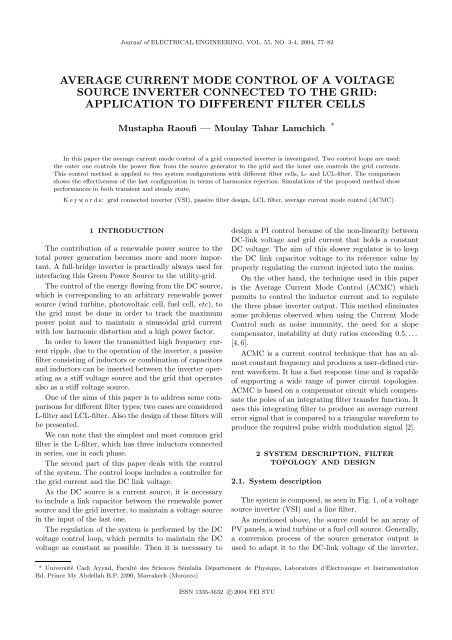 average current mode control of a voltage source inverter connected ...