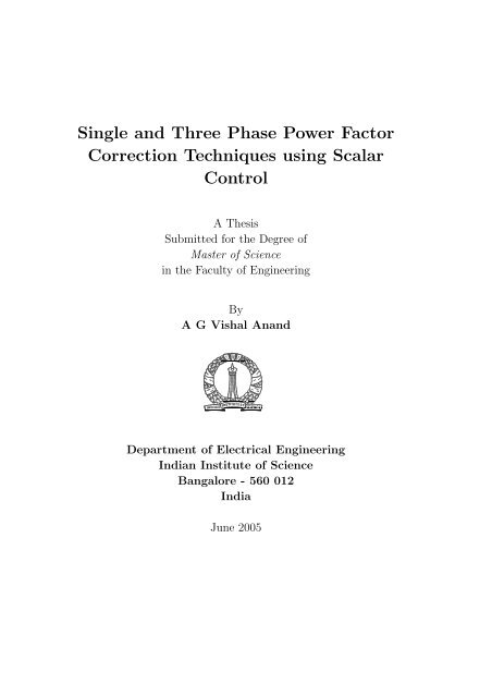 Single and Three Phase Power Factor Correction Techniques using ...
