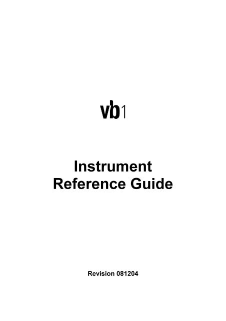 Instrument Reference Guide - Commtest