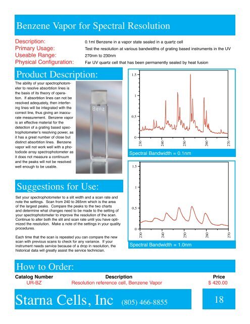 Benzene Vapor for Spectra