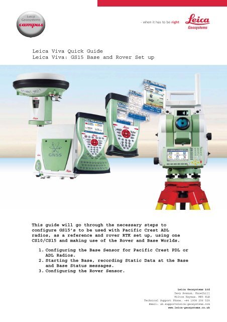 Leica Viva Quick Guide Leica Viva: GS15 Base and Rover Set up